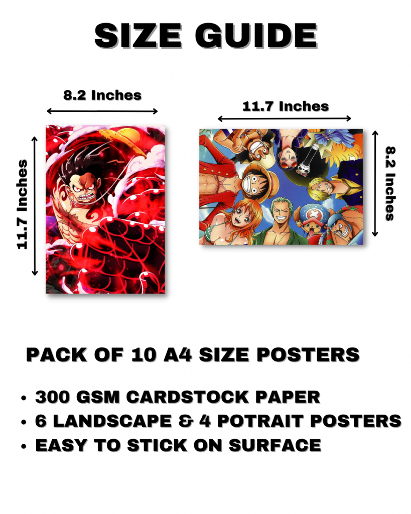 One Piece Poster – Pack of 10 A4 Size Posters – THEKFANDOMSTORE